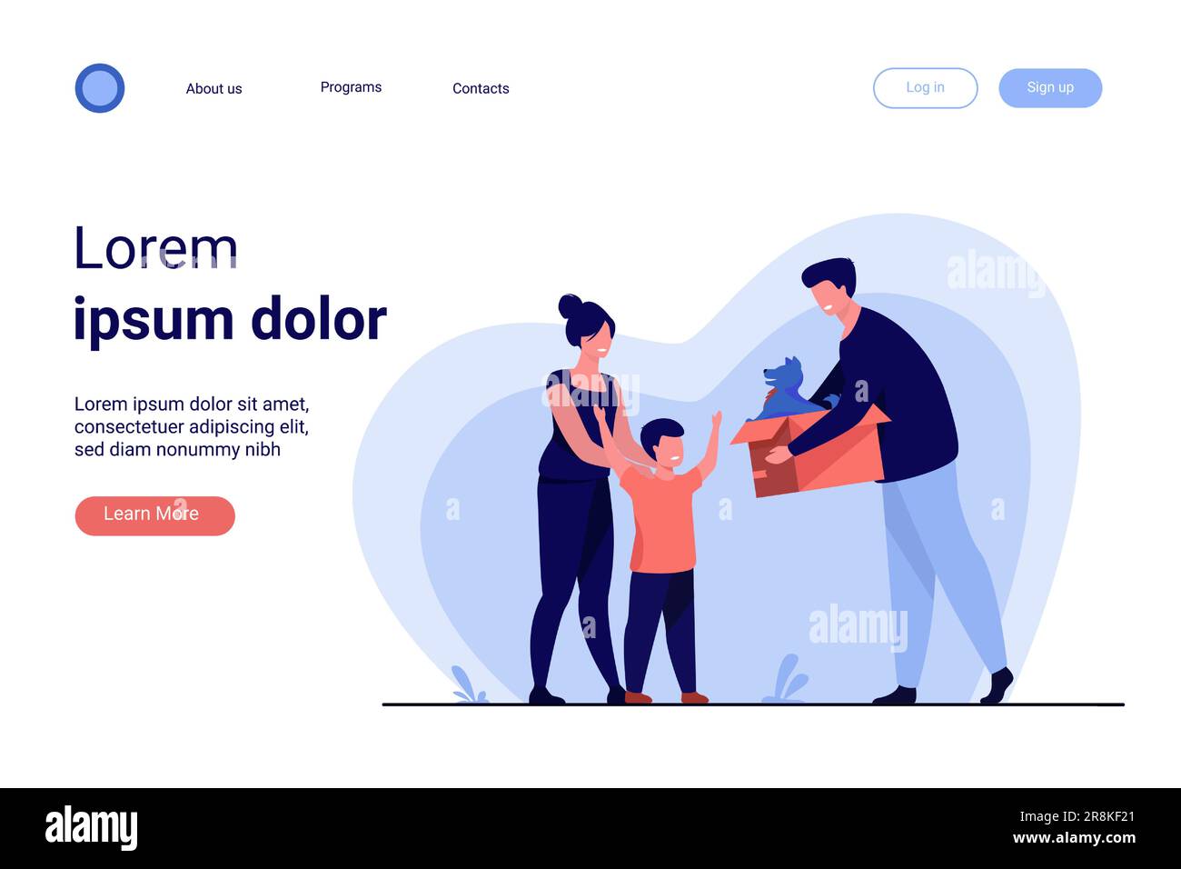 Happy family with child adopting pet Stock Vector Image & Art - Alamy