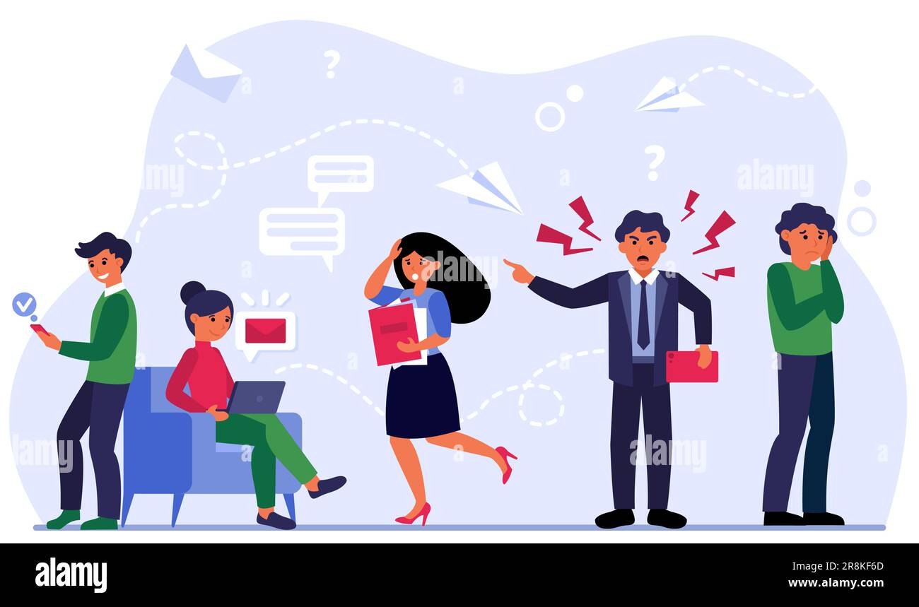 Aggressive leader shouting at scared employees Stock Vector Image & Art ...
