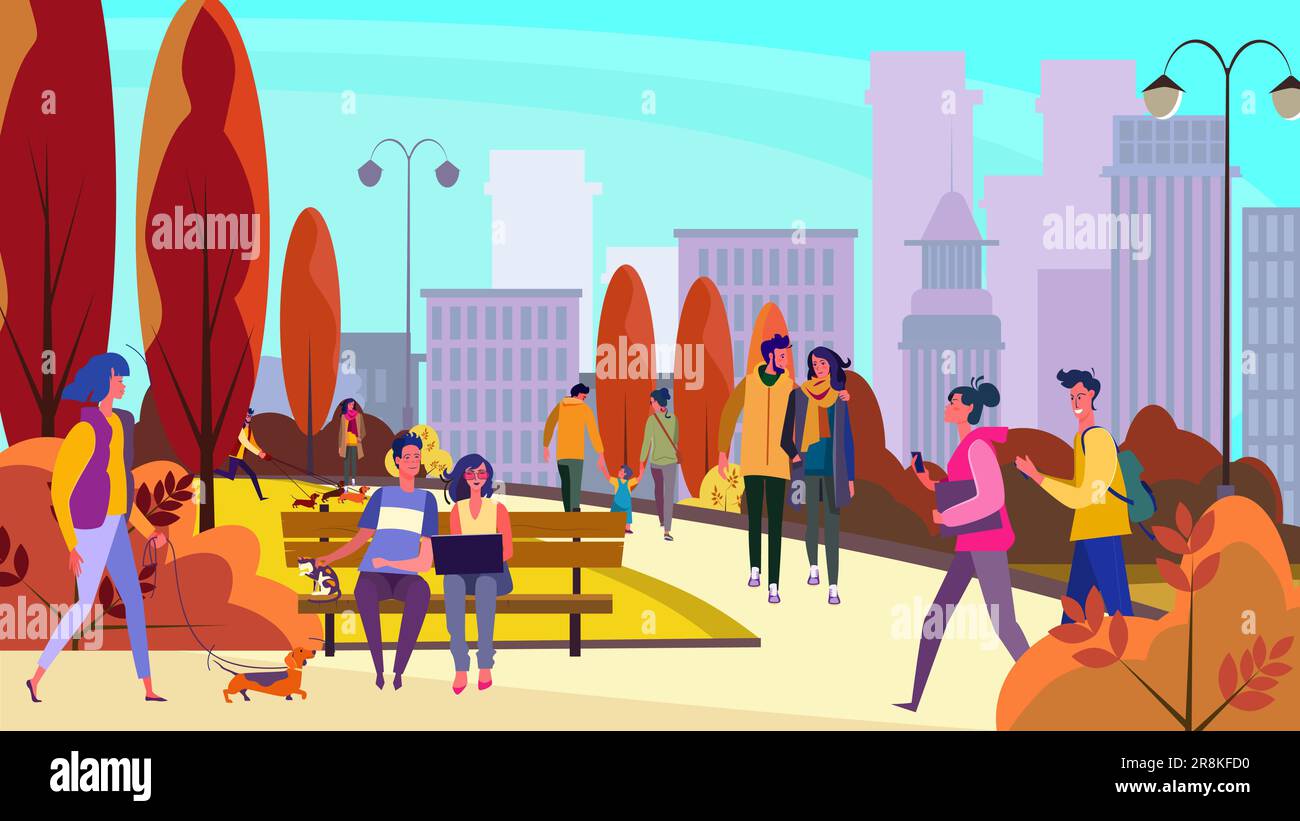 Woman dog autumn walk Stock Vector Images - Alamy