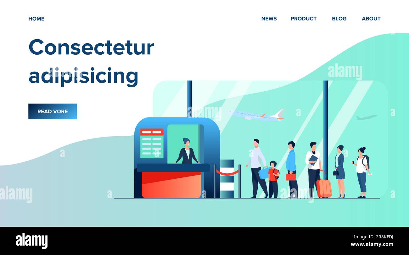 Airport queue vector illustration Stock Vector Image & Art - Alamy