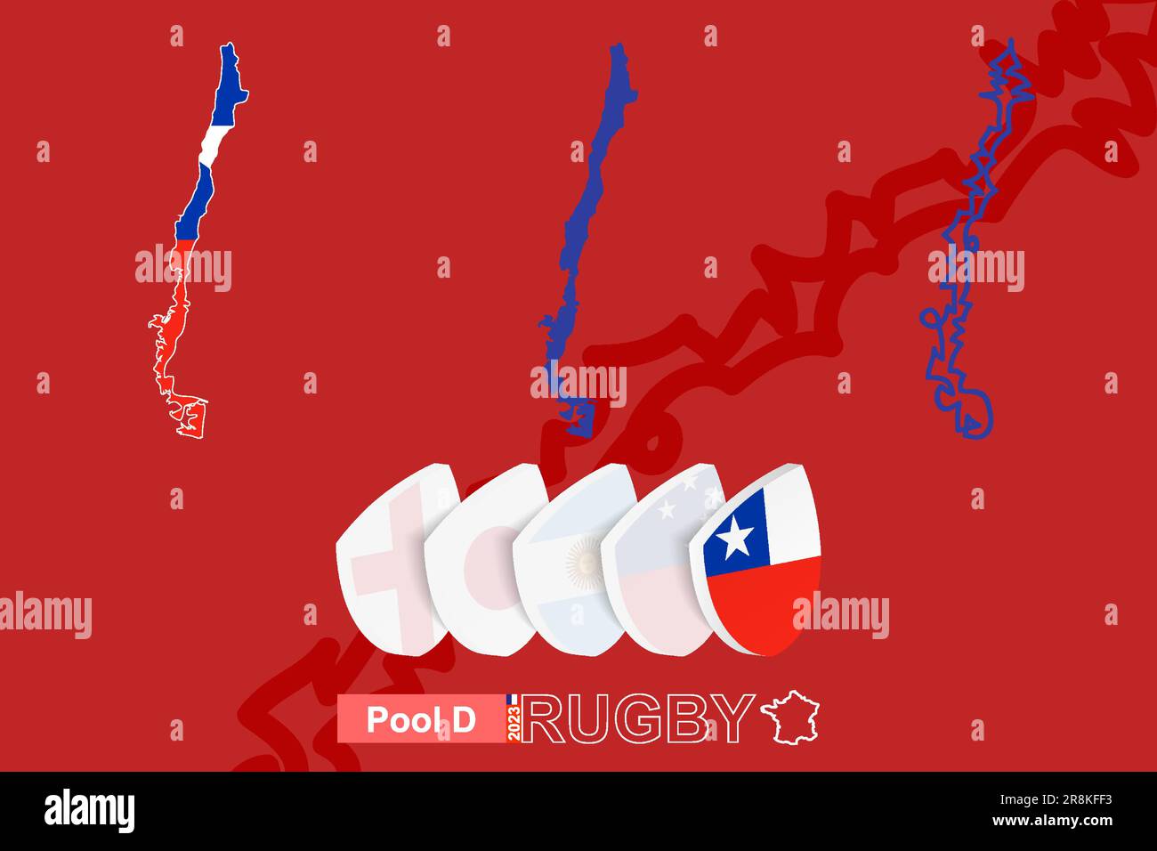 Maps of Chile in three versions for rugby international championship ...