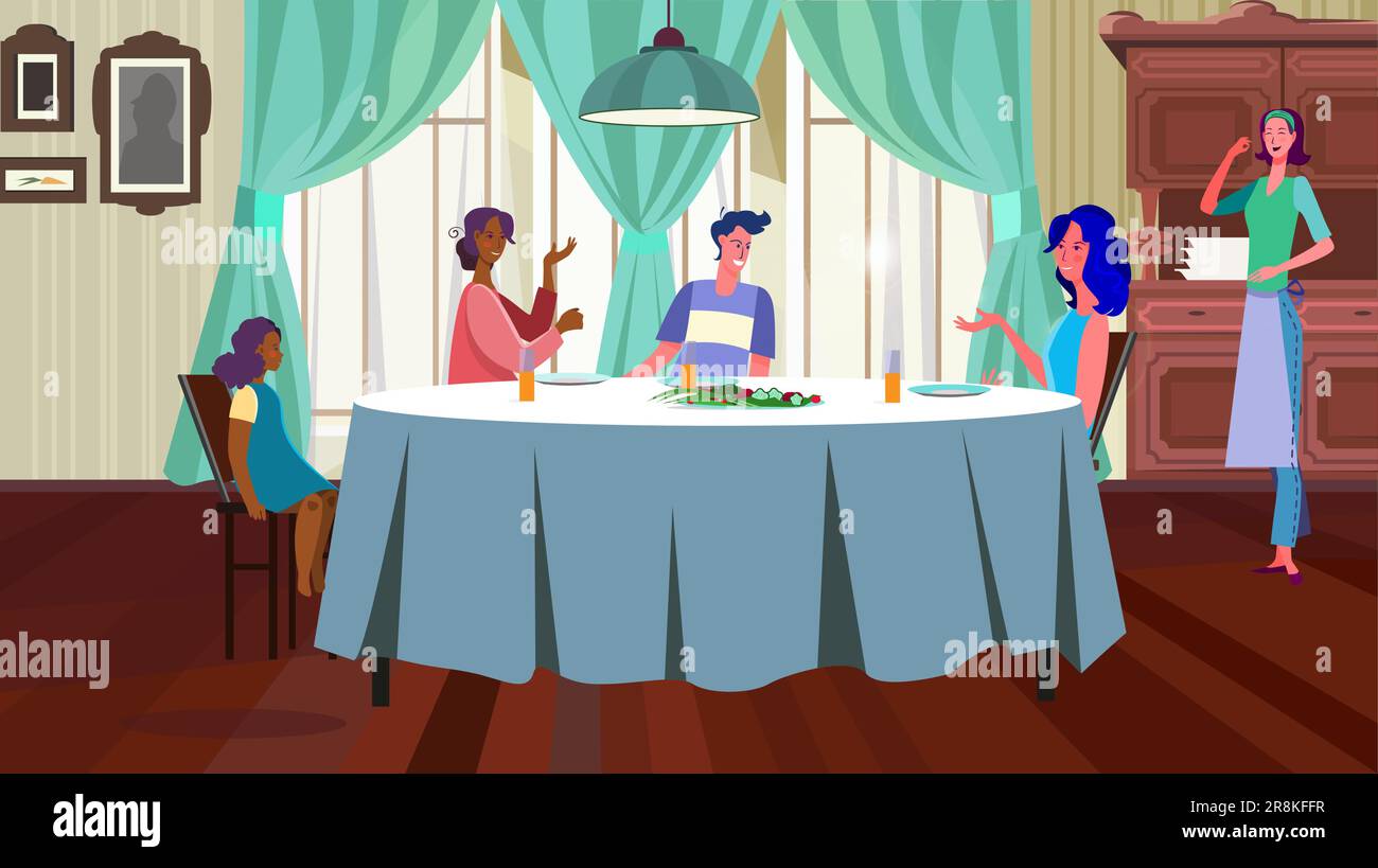 Family dinner man having dinner Stock Vector Images - Alamy