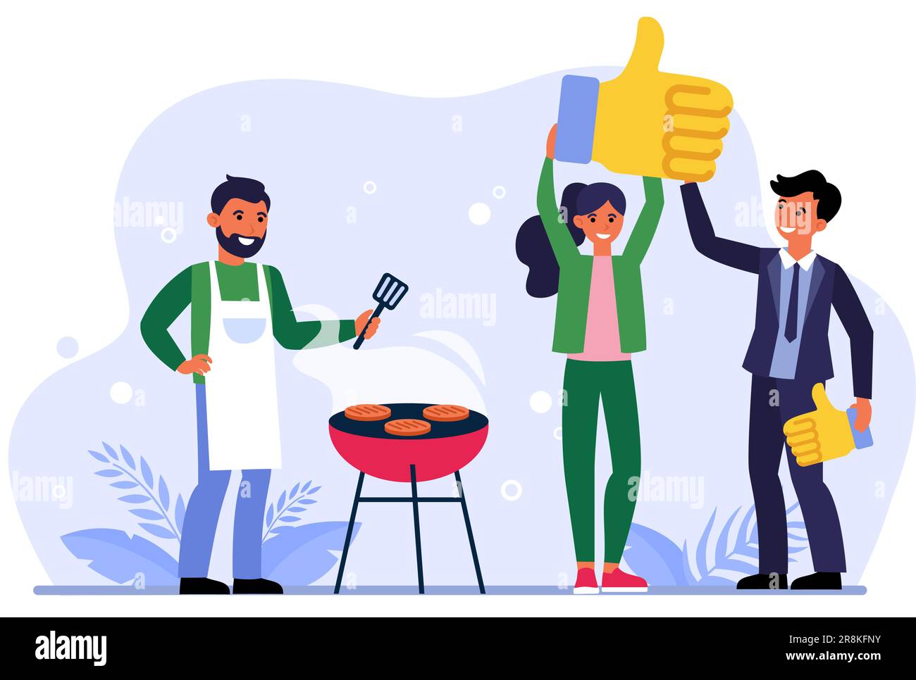 Cartoon man woman smiling barbecue hi-res stock photography and images ...