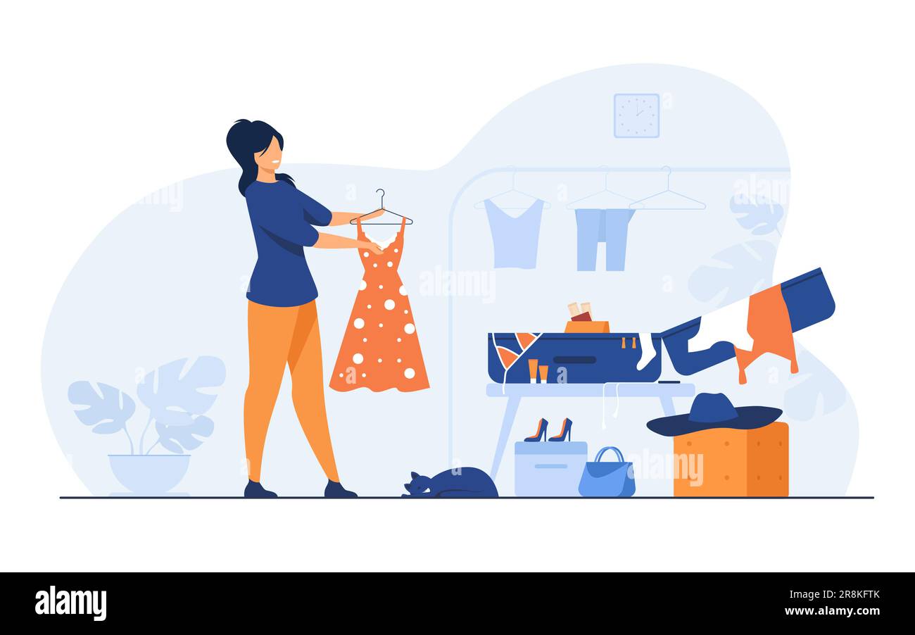 Woman packing clothes Stock Vector Images - Alamy