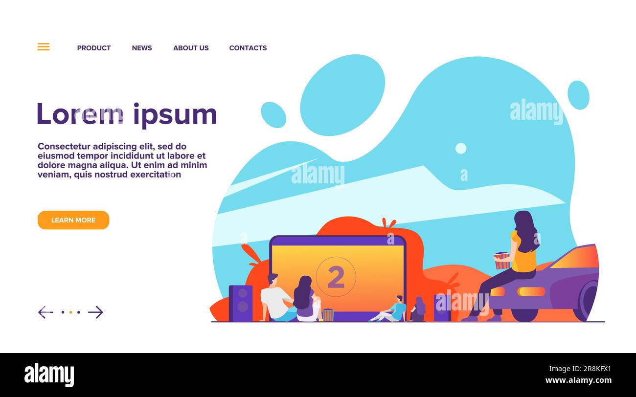 Happy people watching movie outdoor at big screen Stock Vector Image ...