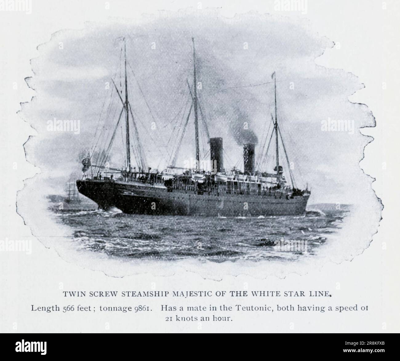 White Star Line, Twin Screw Steamship, Majestic Length 566 feet tonnage 9861 Speed 21 knots from ...
