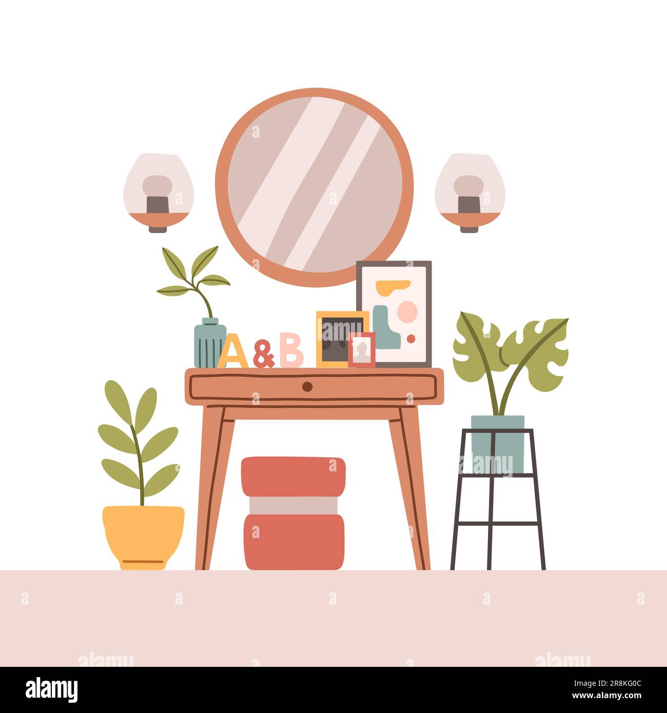 Home hallway interior in flat cartoon style. Vector modern house hall ...