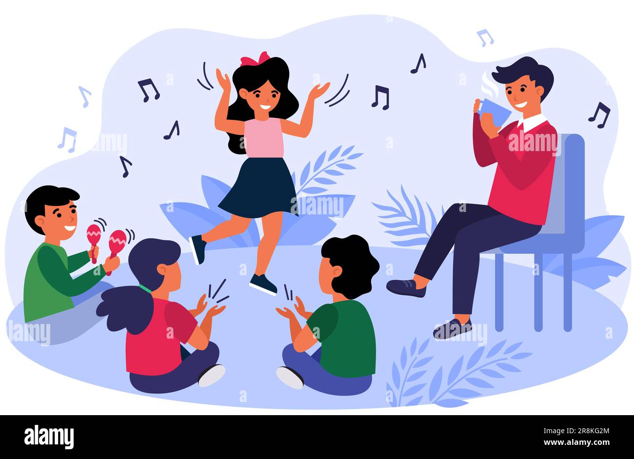 Father drinking coffee while his children playing outdoors Stock Vector ... Father drinking coffee while his children playing outdoors Stock Vector ...