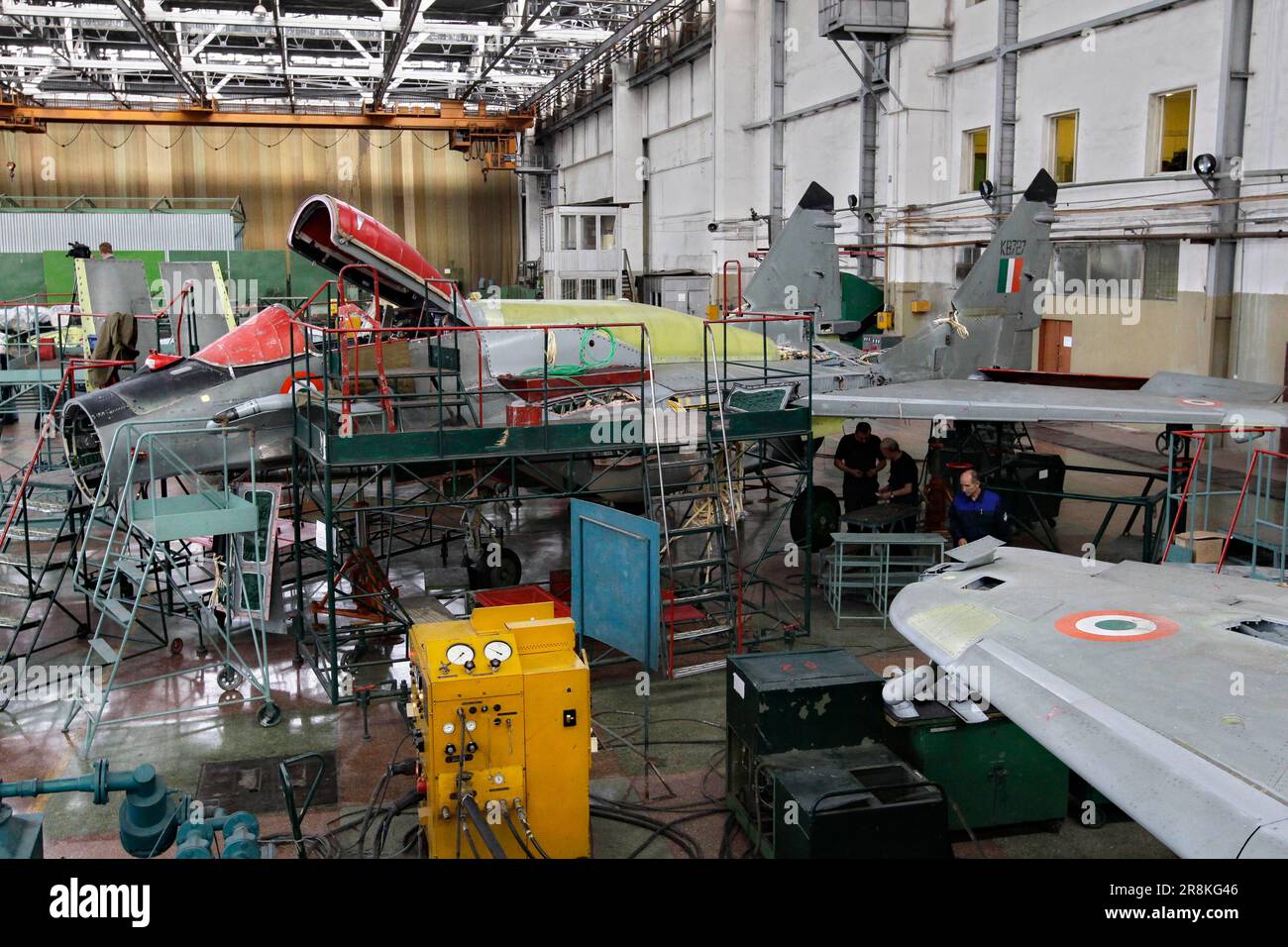 FILE- Workers at the MiG factory assemble a MiG-29K fighter jet for the ...