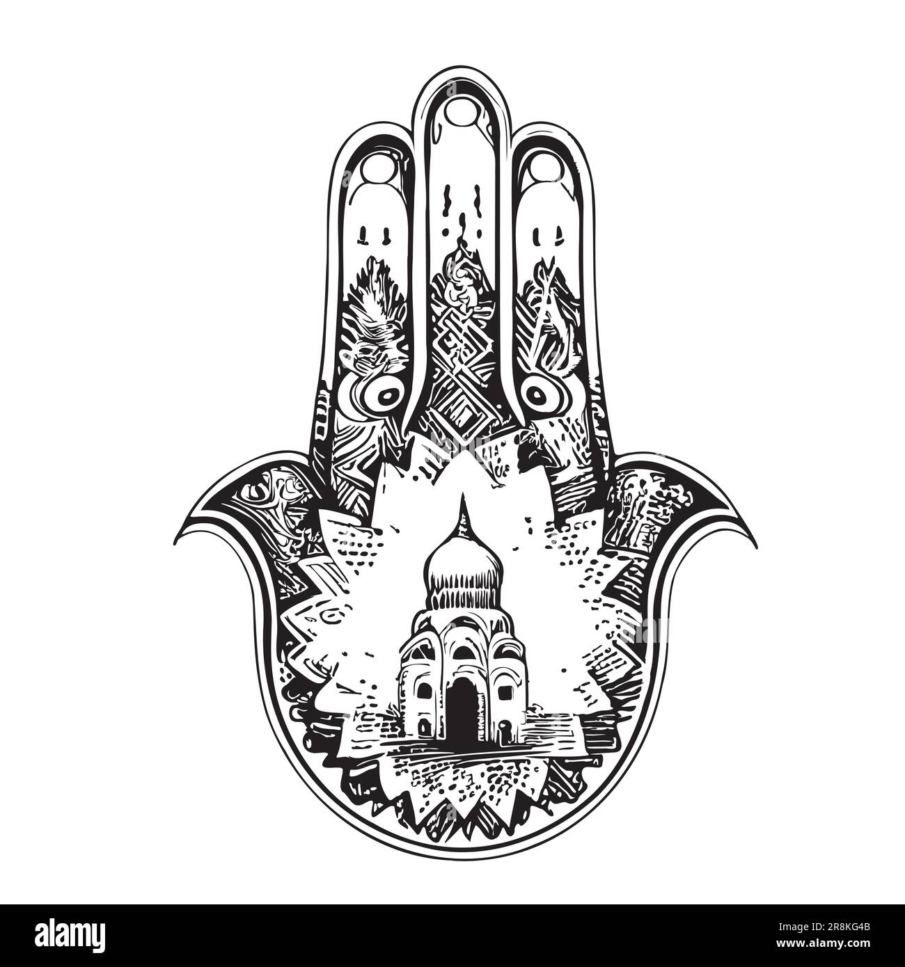 Hand of Fatima Mosque symbol sketch hand drawn in doodle style ...