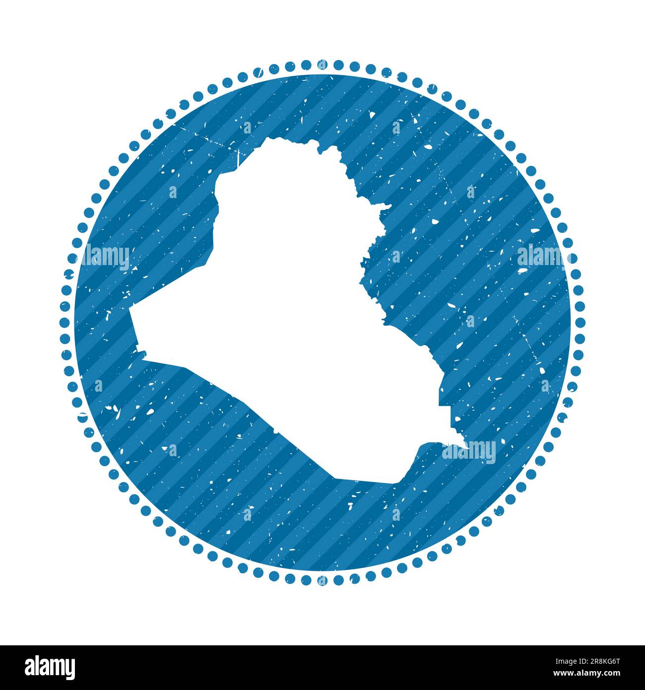 Republic of Iraq striped retro travel sticker. Badge with map of ...
