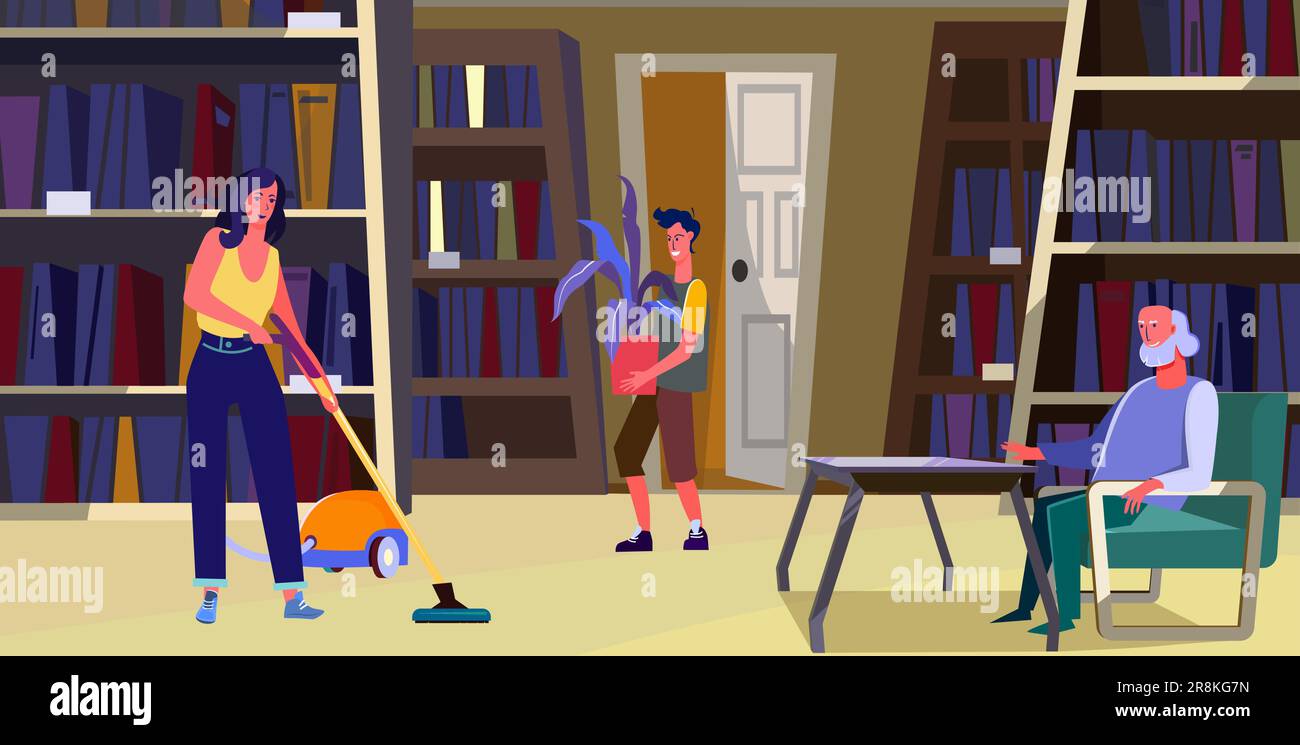 Cartoon illustration man cleaning up Stock Vector Images - Alamy