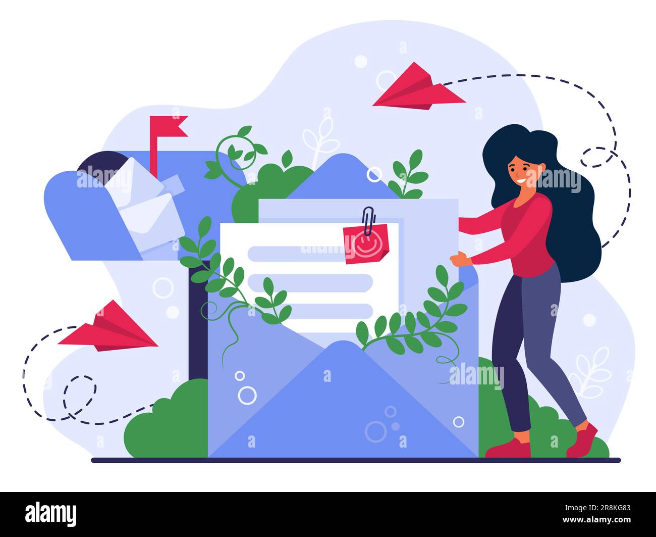Cartoon woman getting mail from envelope Stock Vector Image & Art - Alamy