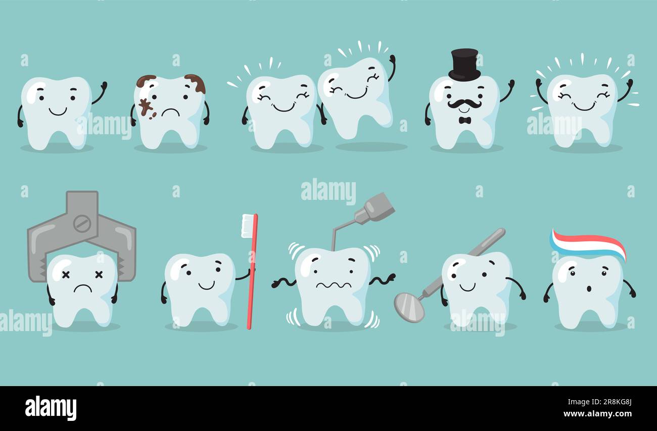 Happy tooth smiling teeth Stock Vector Images - Alamy