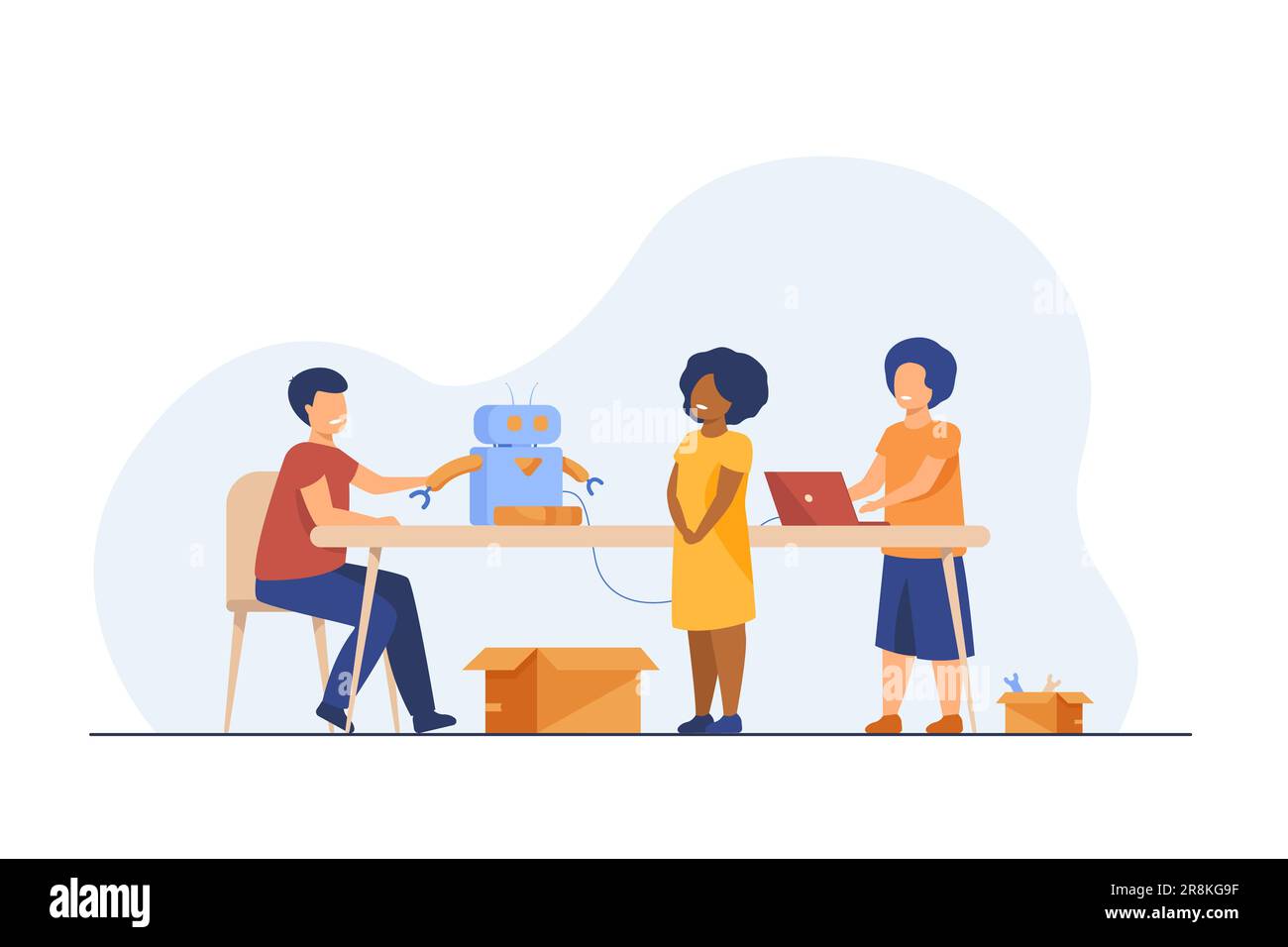 Children presenting cyborg at robotics class Stock Vector Image & Art ...