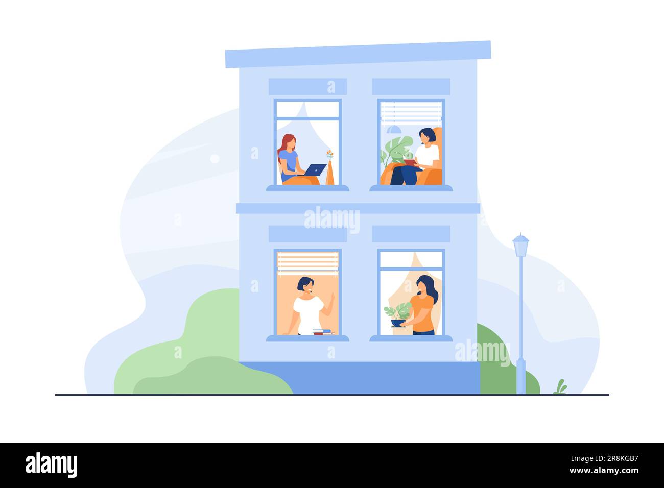 Woman house building inside Cut Out Stock Images & Pictures - Alamy