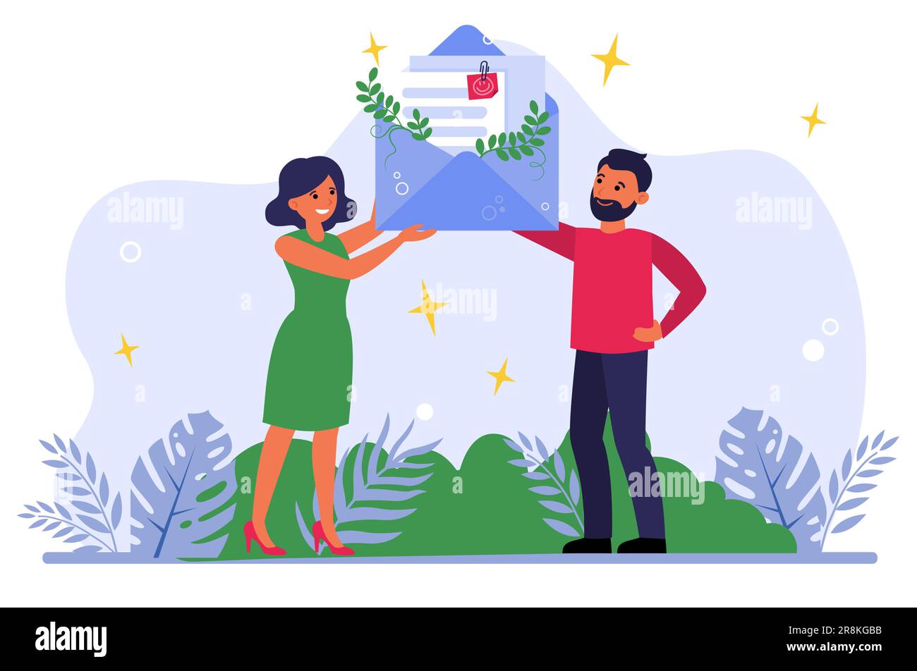 Man and woman receiving grateful letter Stock Vector Image & Art - Alamy