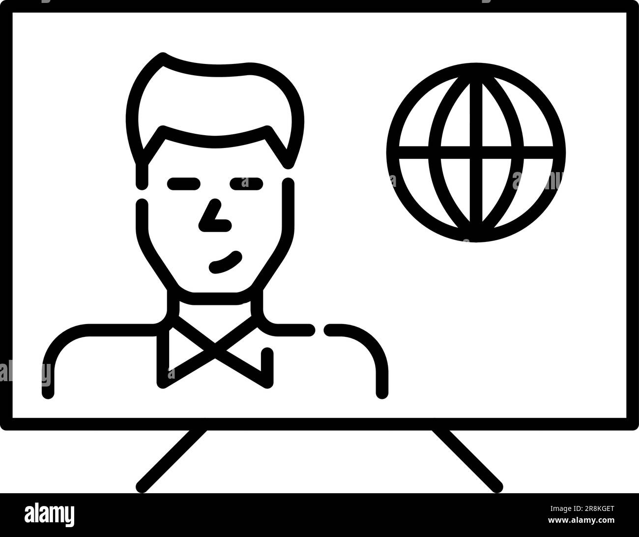 World news TV channel. Male presenter. Pixel perfect, editable stroke icon Stock Vector Image ...