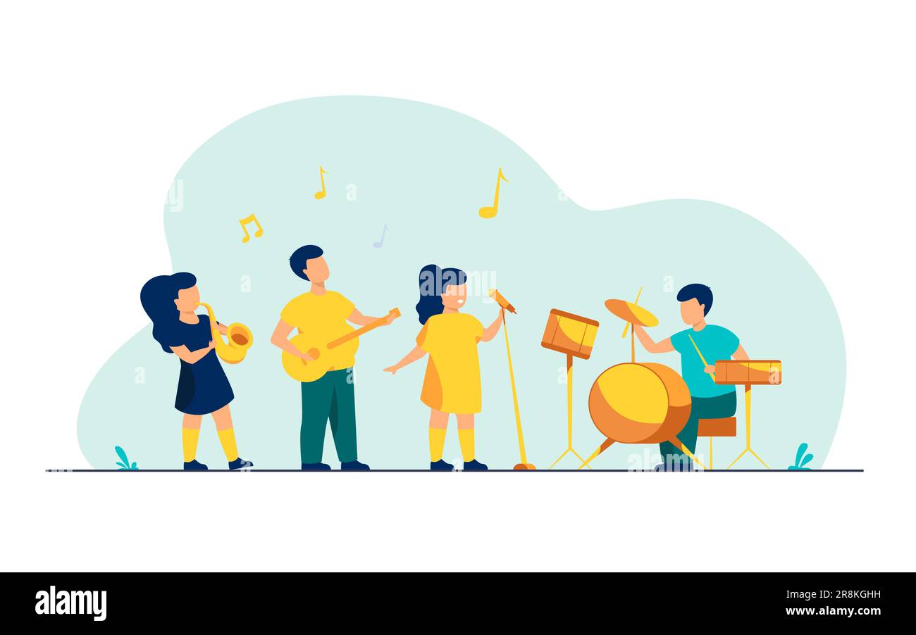 Cute young musicians at school music festival Stock Vector Image & Art ...