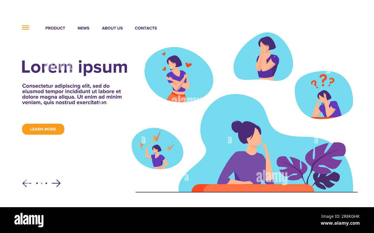 Woman expressing strong various feelings and emotions Stock Vector ...