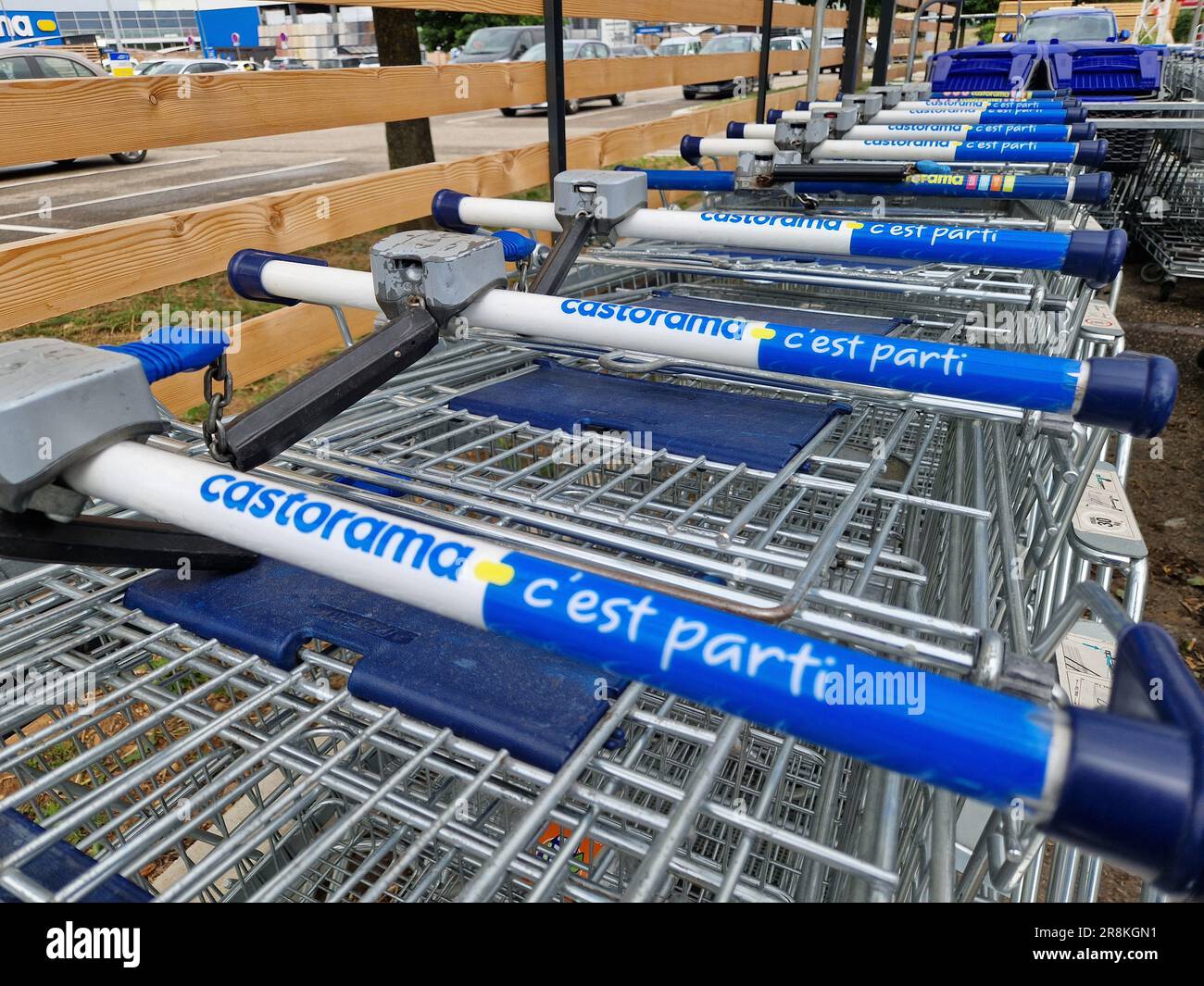 Trolleys, Castorama, Lyon, France Stock Photo - Alamy