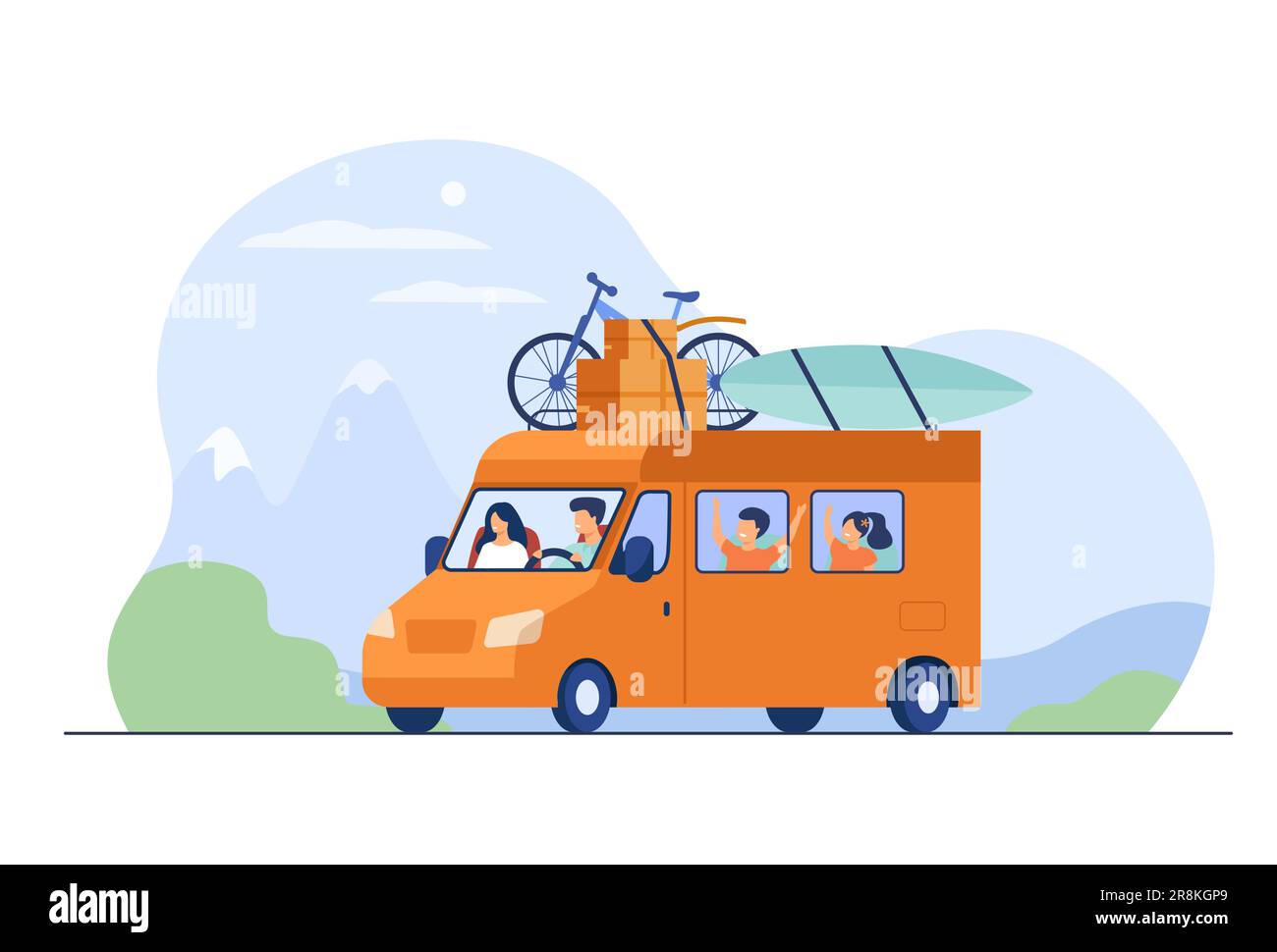 Happy tourist camper van Stock Vector Images - Alamy