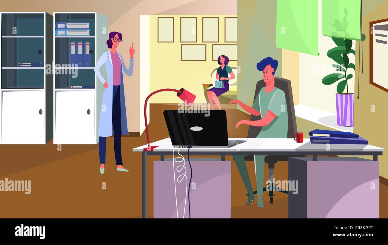 Patient meeting doctor assistant Stock Vector Images - Alamy