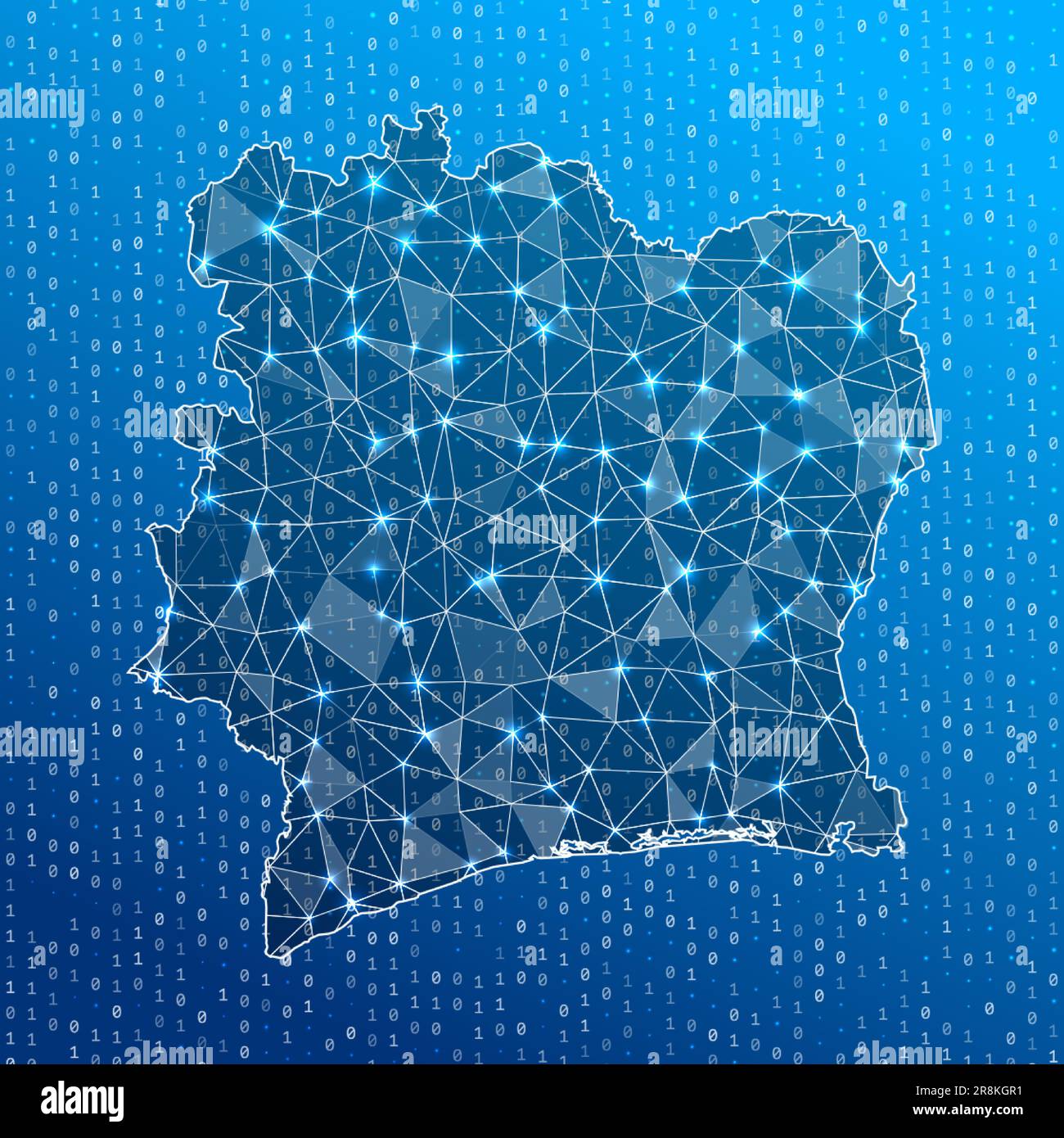 Network map of Ivory Coast. Country digital connections map. Technology ...
