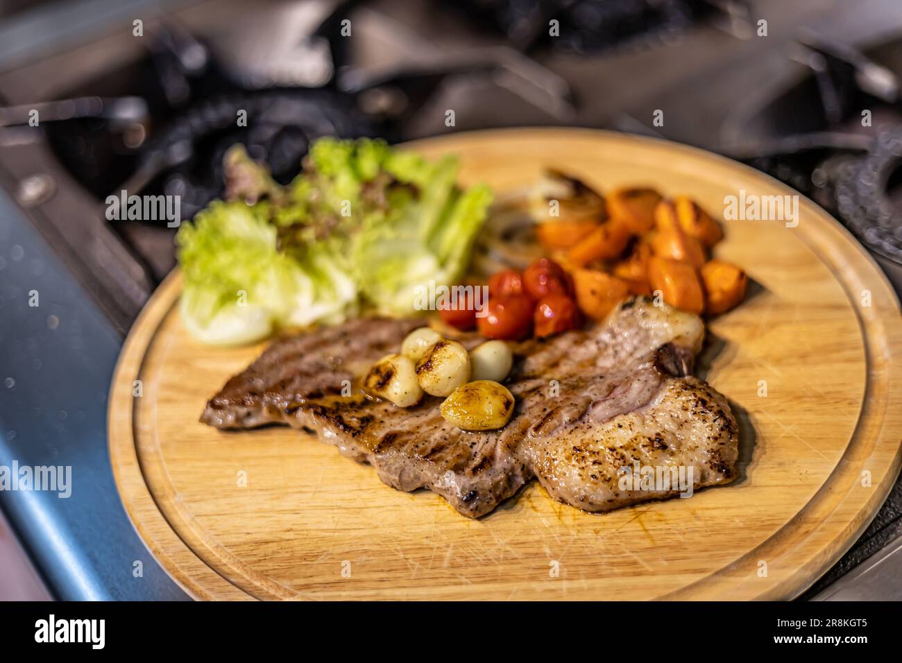 Beef Steak On A Wooden Tray, background for advertisement and wallpaper ...