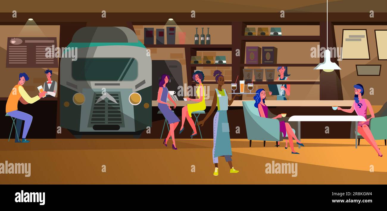 People in the background table in front Stock Vector Images - Alamy