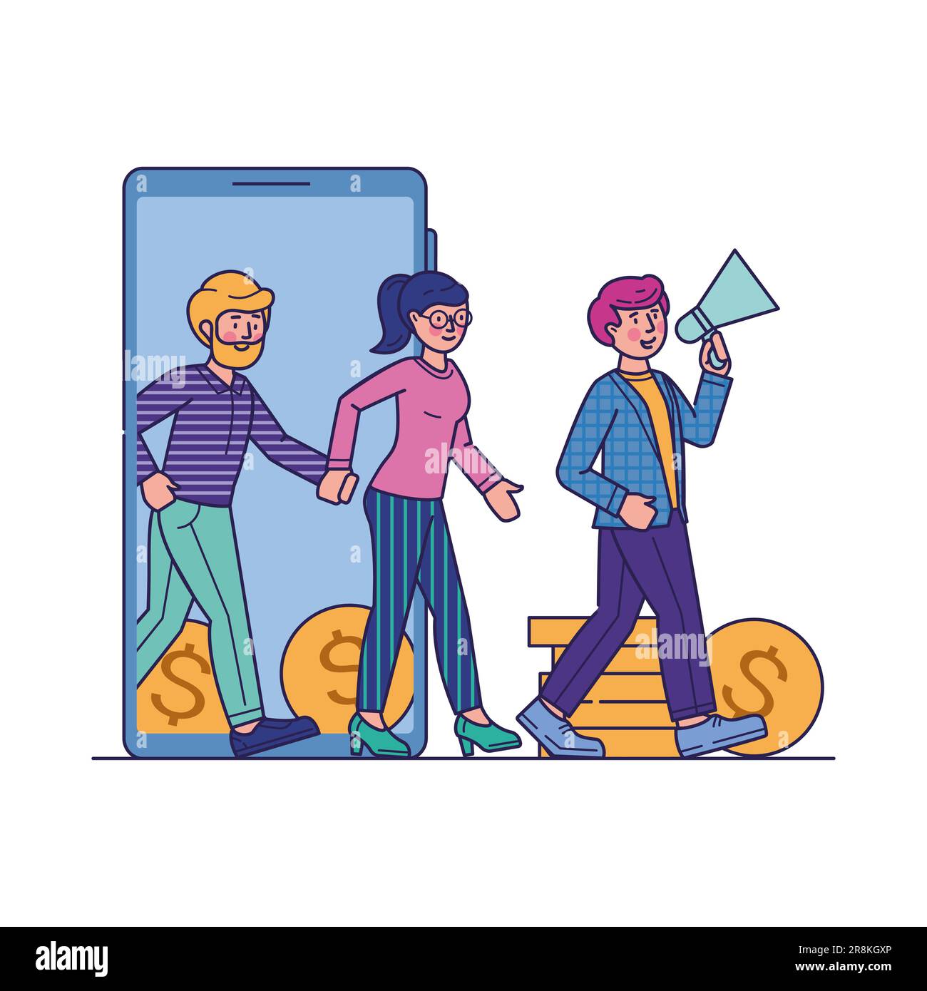 Hand holding megaphone referral program hi-res stock photography and images - Alamy