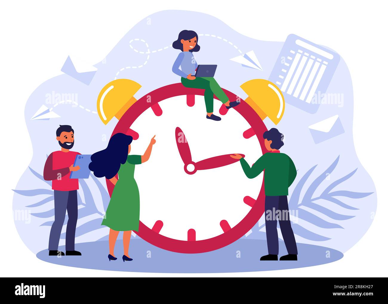 Happy people adjusting alarm clock Stock Vector Image & Art - Alamy