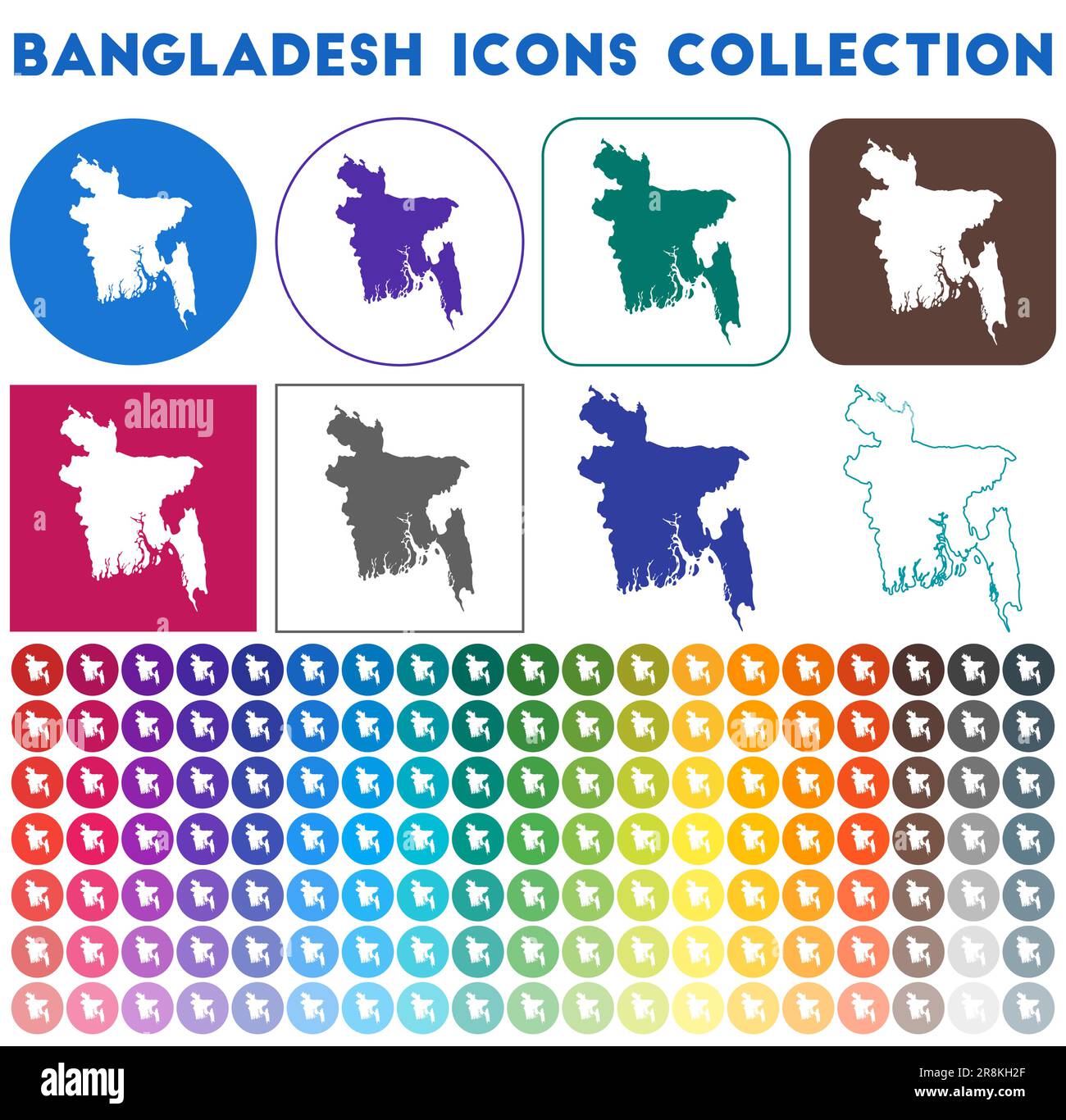 Bangladesh icons collection. Bright colorful trendy map icons. Modern ...