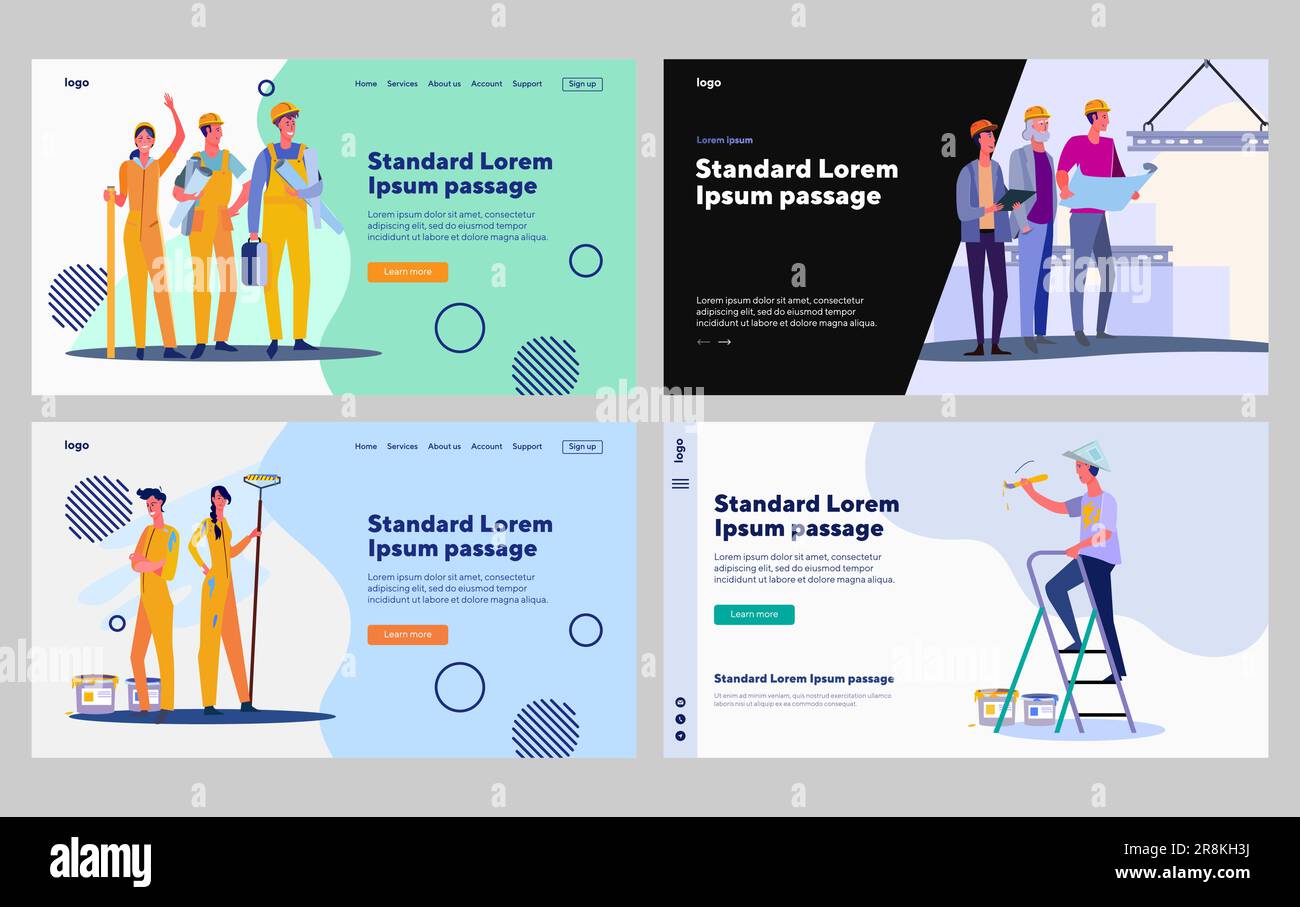 Team working cartoon builders hi-res stock photography and images - Alamy