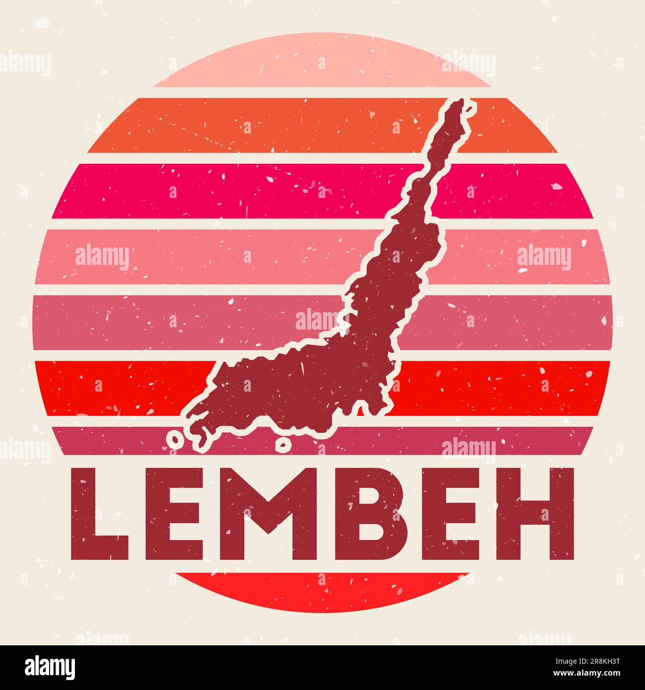 Lembeh logo. Sign with the map of the island and colored stripes ...