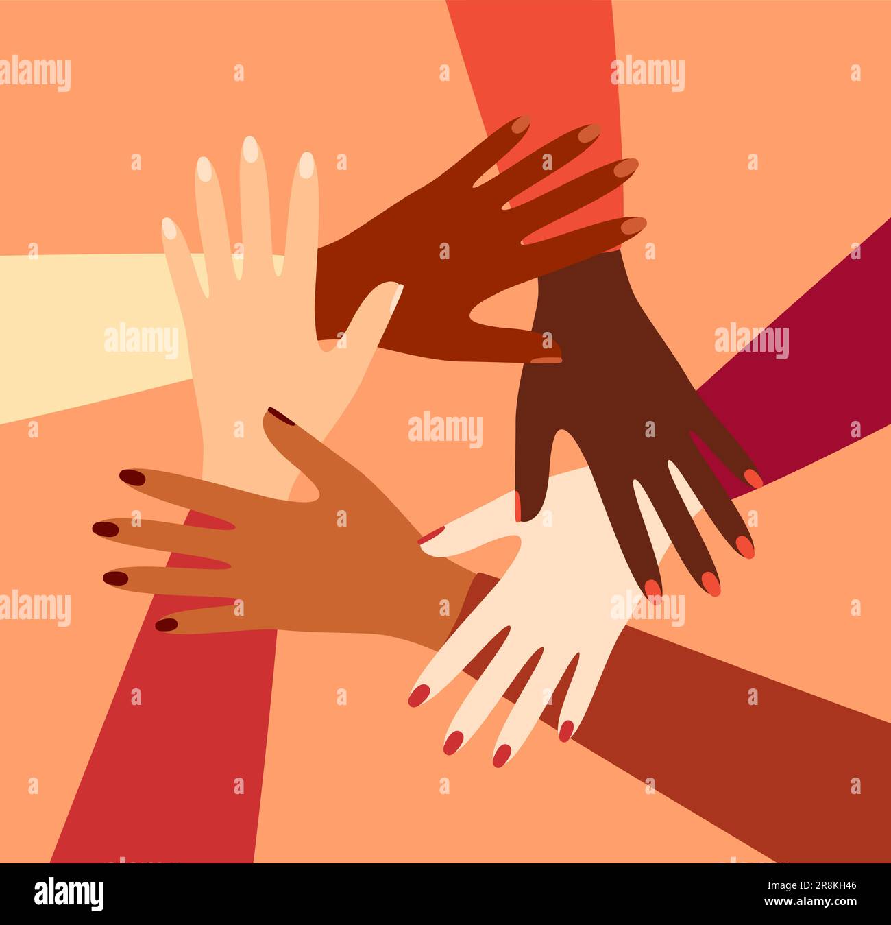 Women Of Different Ethnicities Making A Circle With Their Hands Female