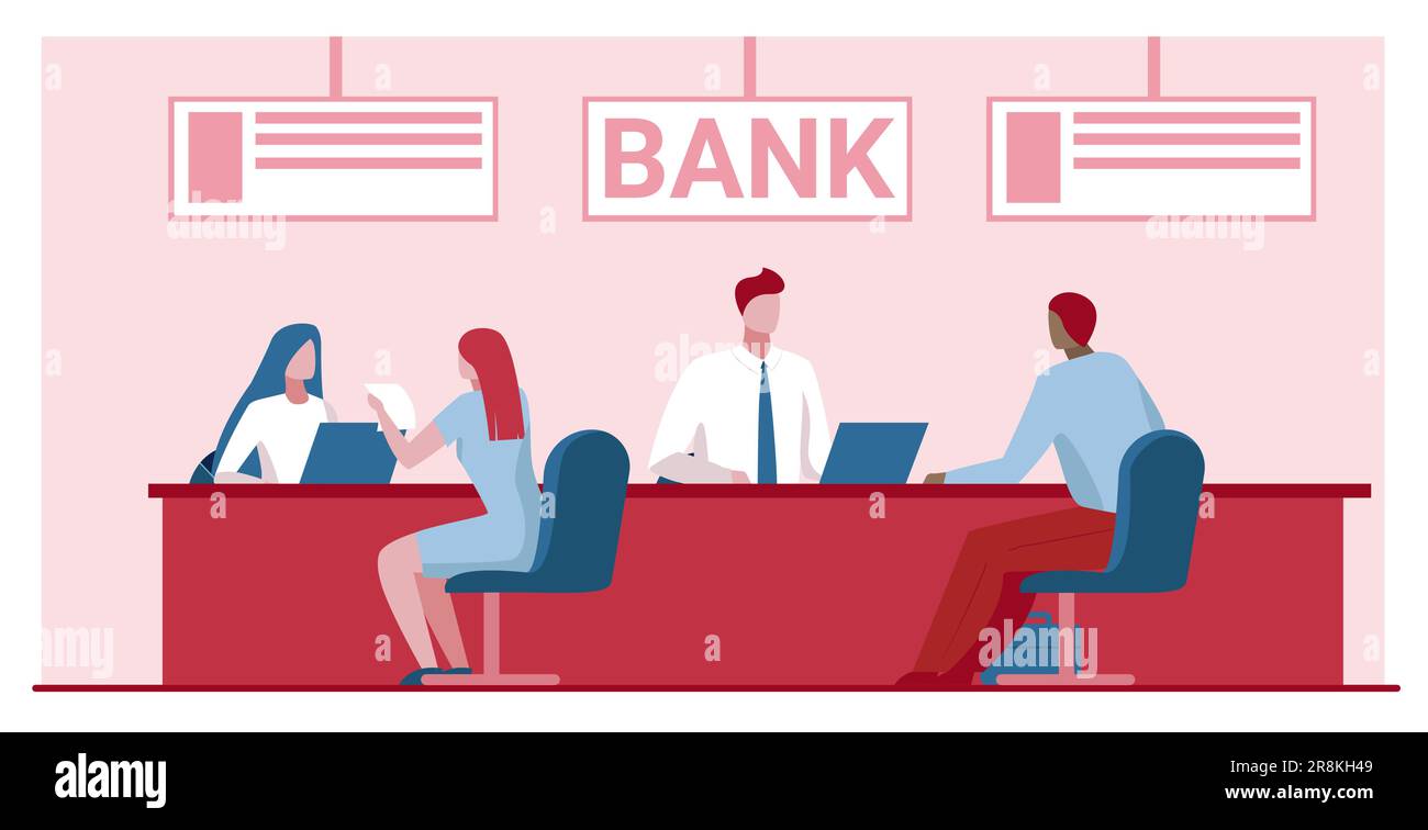Bank workers providing service to clients Stock Vector Image & Art - Alamy