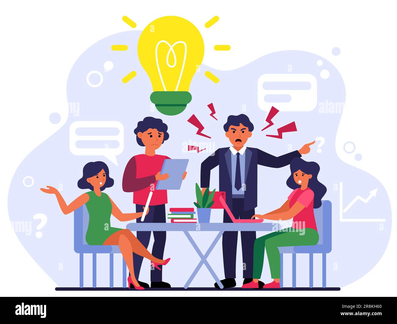 Aggressive boss scolding upset employees Stock Vector Image & Art - Alamy