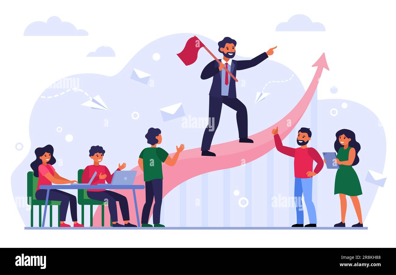 Business leader with flag showing way to success Stock Vector Image ...