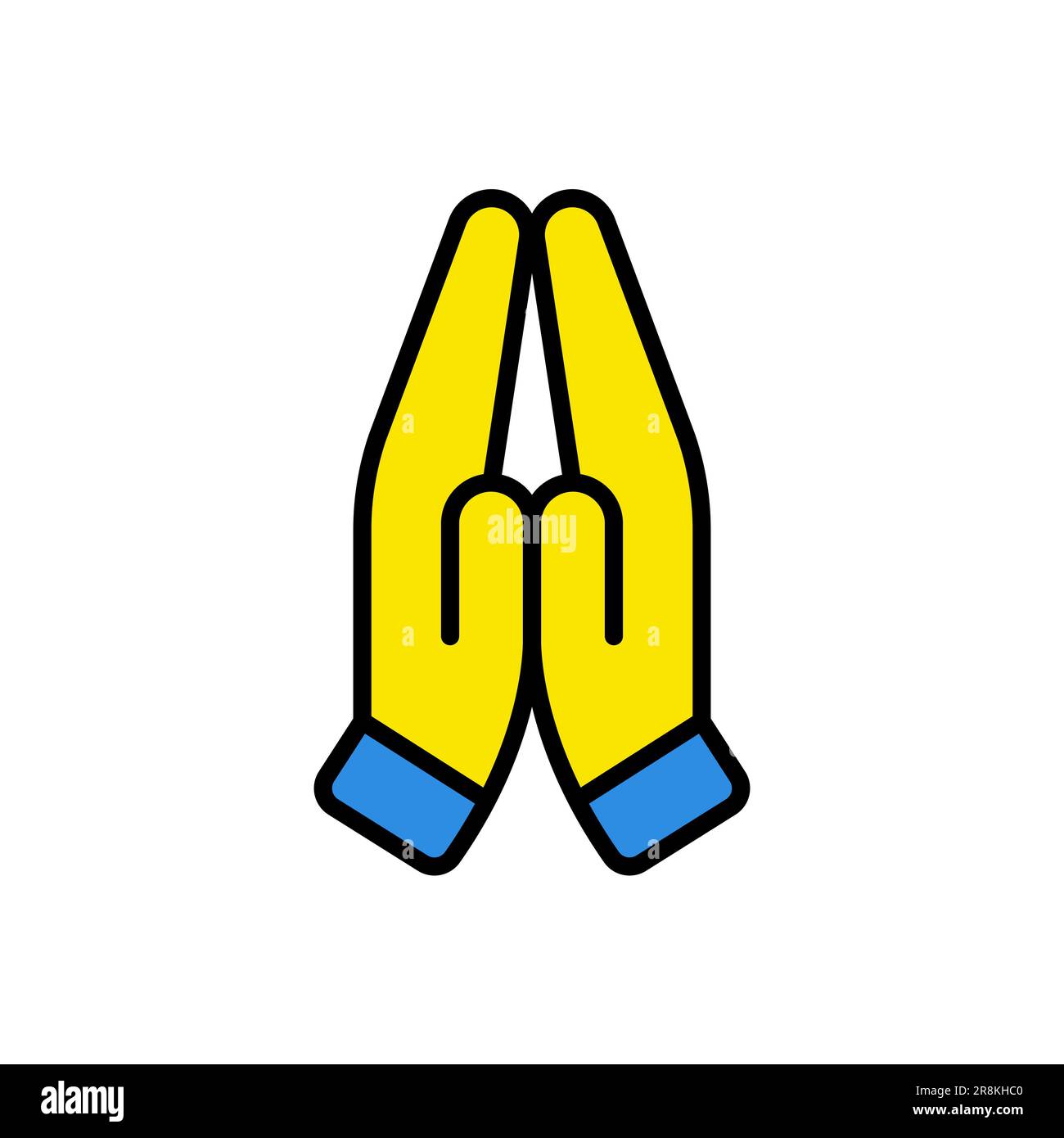pray for Ukraine. namaste blue and yellow outline filled icon Stock ...