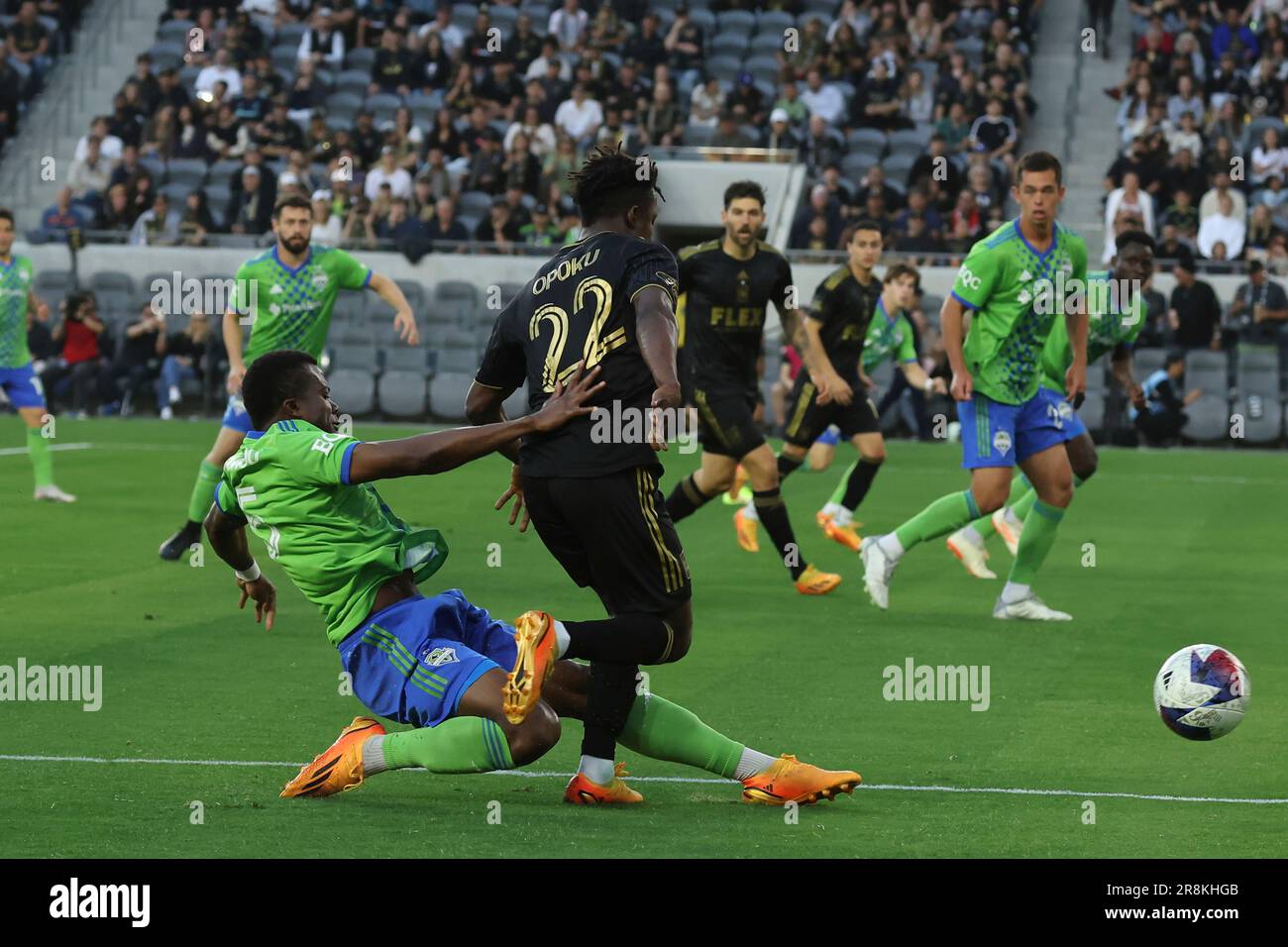 LOS ANGELES, CA - JUNE 21: Midfielder Mahala Opoku (22) of Los Angeles ...