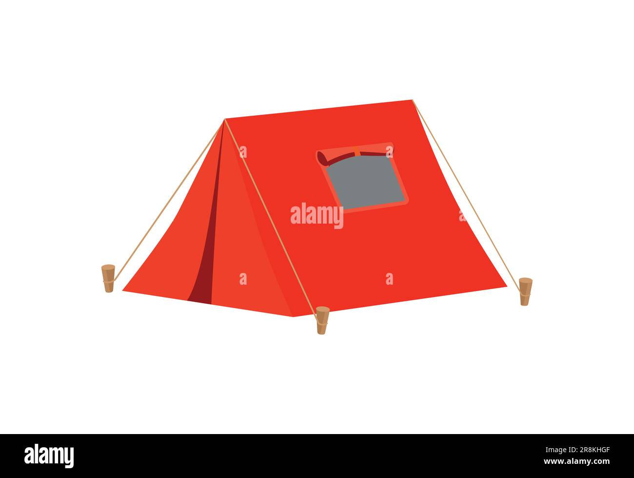 simple fun red outdoor camping tent isolated on white background vector ...