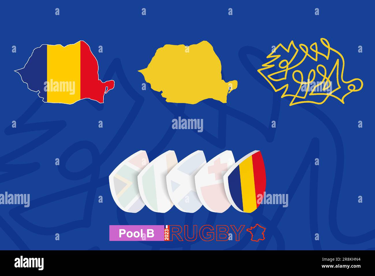 Maps of Romania in three versions for rugby international championship ...