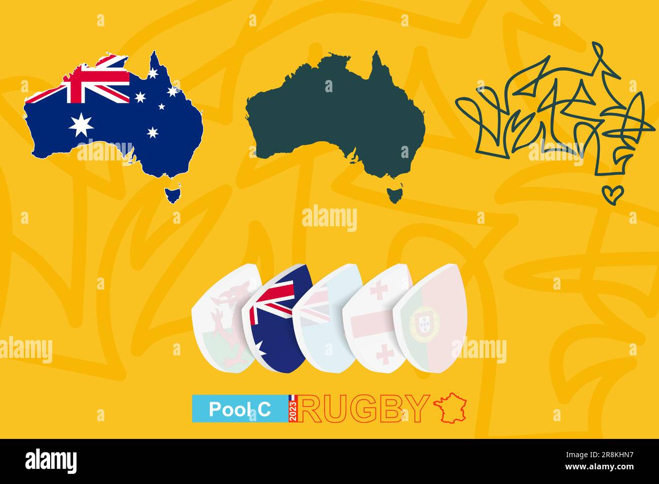 Maps of Australia in three versions for rugby international ...