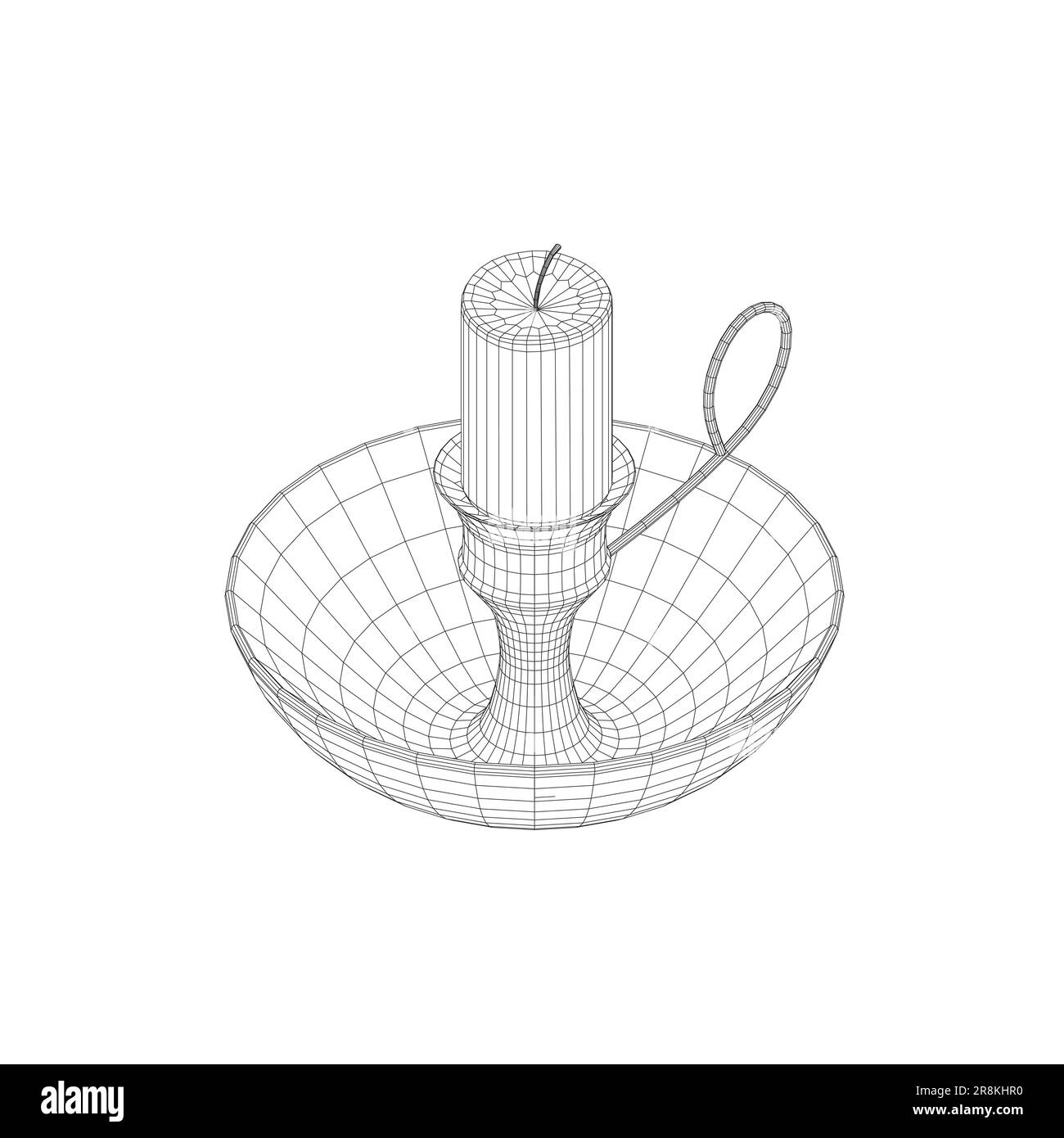 Wireframe Candle and Holder. Wireframe of the candlestick on white ...