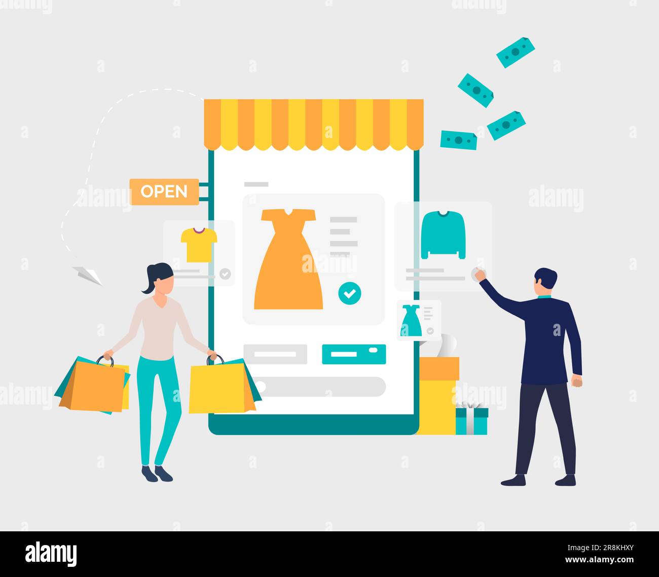 Young woman brochure cartoon hi-res stock photography and images - Alamy