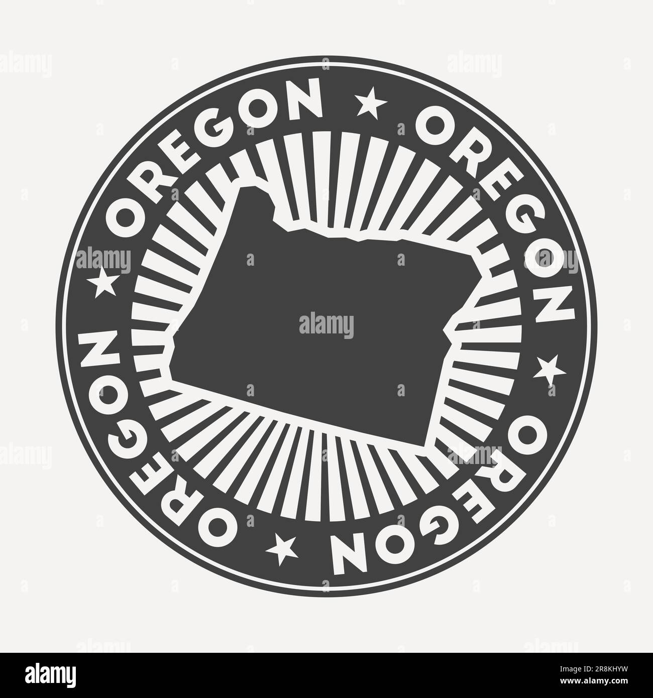 Oregon round logo. Vintage travel badge with the circular name and map ...