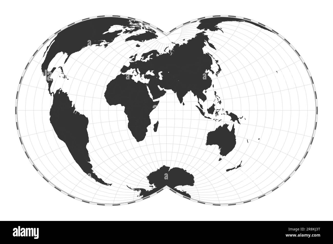 Vector world map. Nicolosi globular projection. Plain world ...
