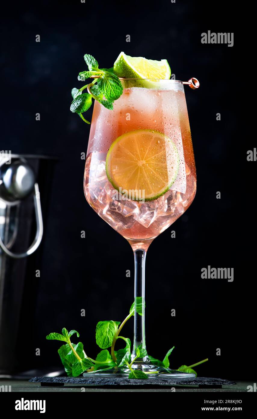 French mule, alcoholic cocktail drink with vodka, orange, lime, ginger ...