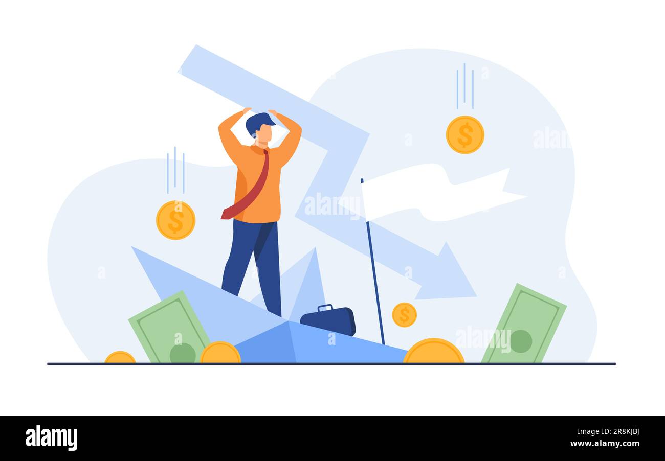 Cartoon man holding arrow falling down Stock Vector Image & Art - Alamy